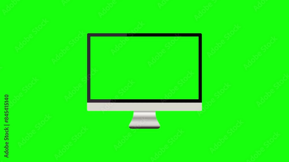 Realistic LCD monitor with empty screen animation in 4k front mockup ...