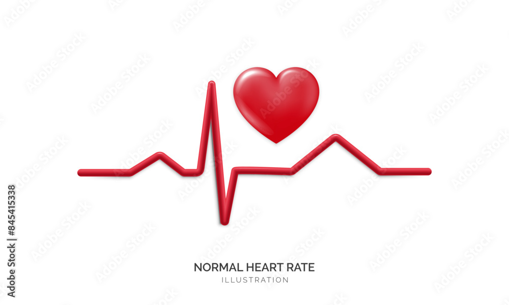 3d Red heart rate graph, symbolizing cardiology and health monitoring ...