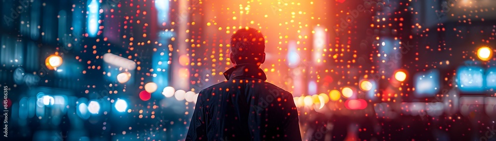 A detective using augmented reality to solve a crime in a crowded urban ...