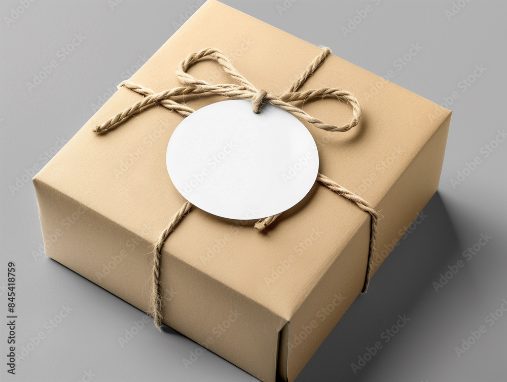 Paper wrapped gift box white blank cardstock round swing tag POD ...