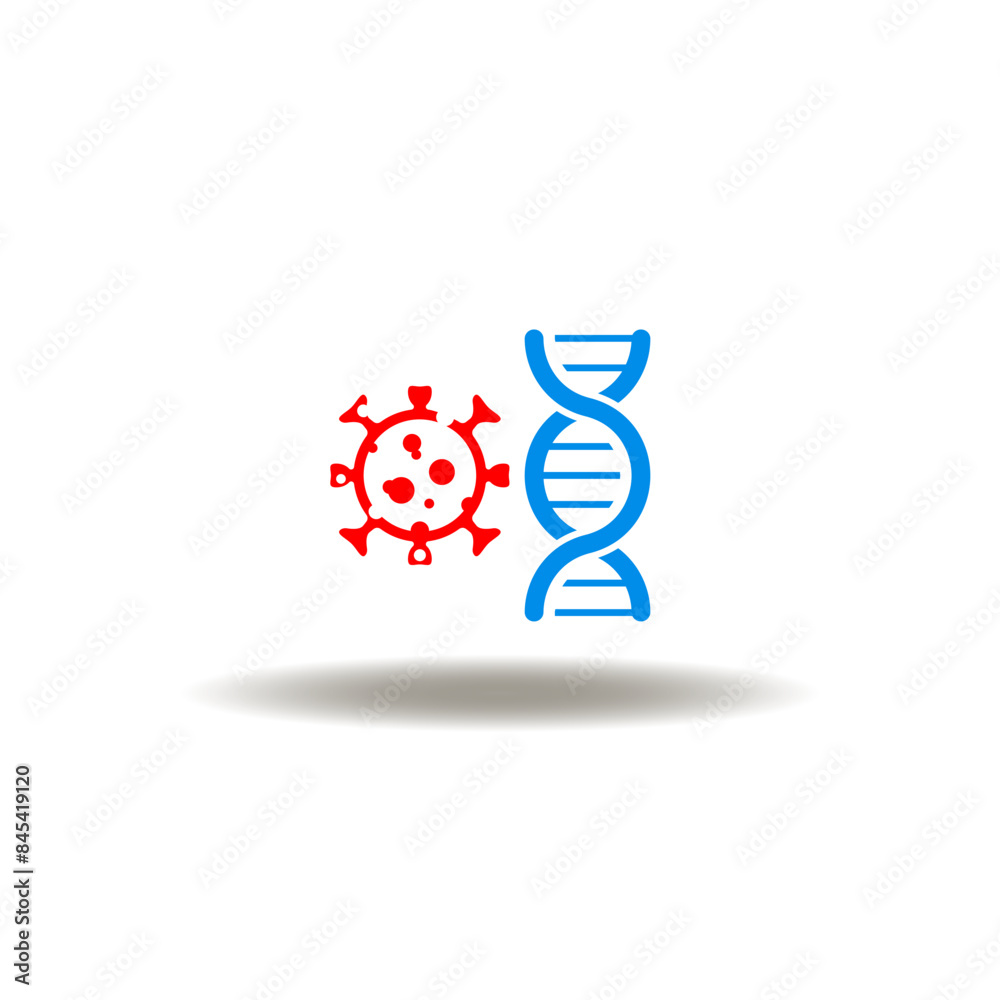 Vector illustration of dna helix and virus cell. Icon of anatomy ...