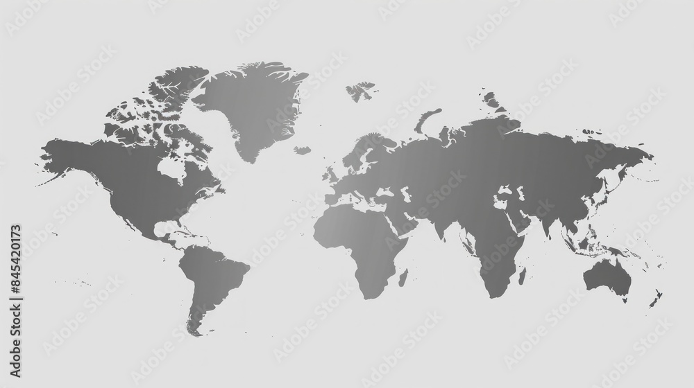 World Map Highlighting Continents and Countries on a White Background ...