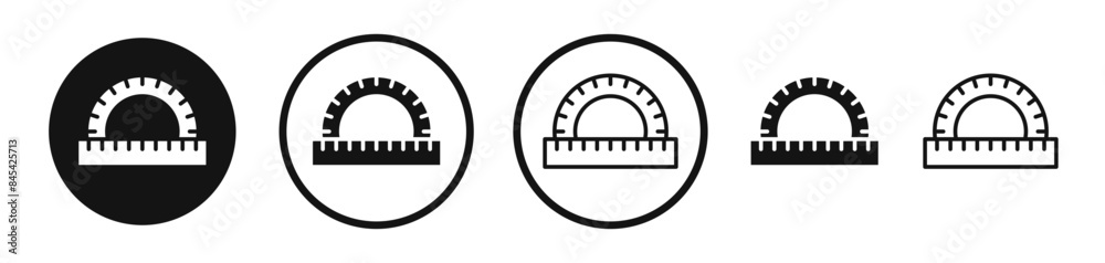 Protractor Icon Set Angle ruler vector symbol used in measurements and ...