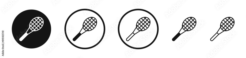 Racquet Icon Set Tennis and badminton equipment vector symbol ...