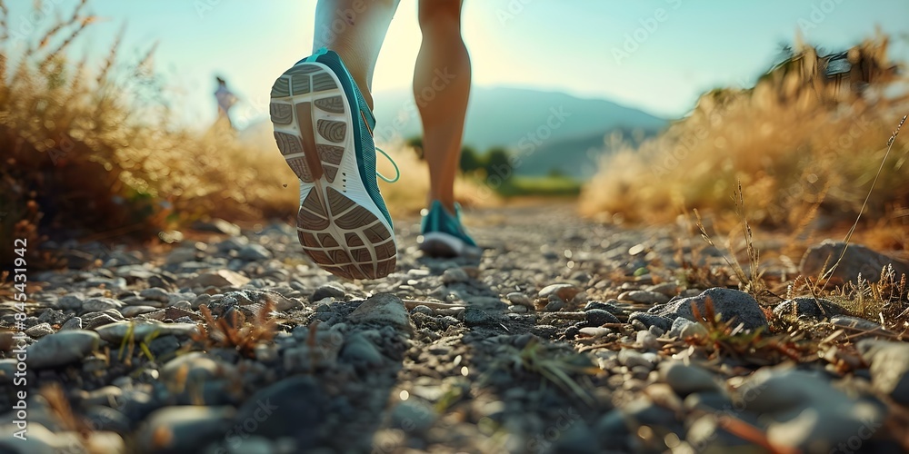 Foto de Athlete felt sharp knee pain while running along embankment ...