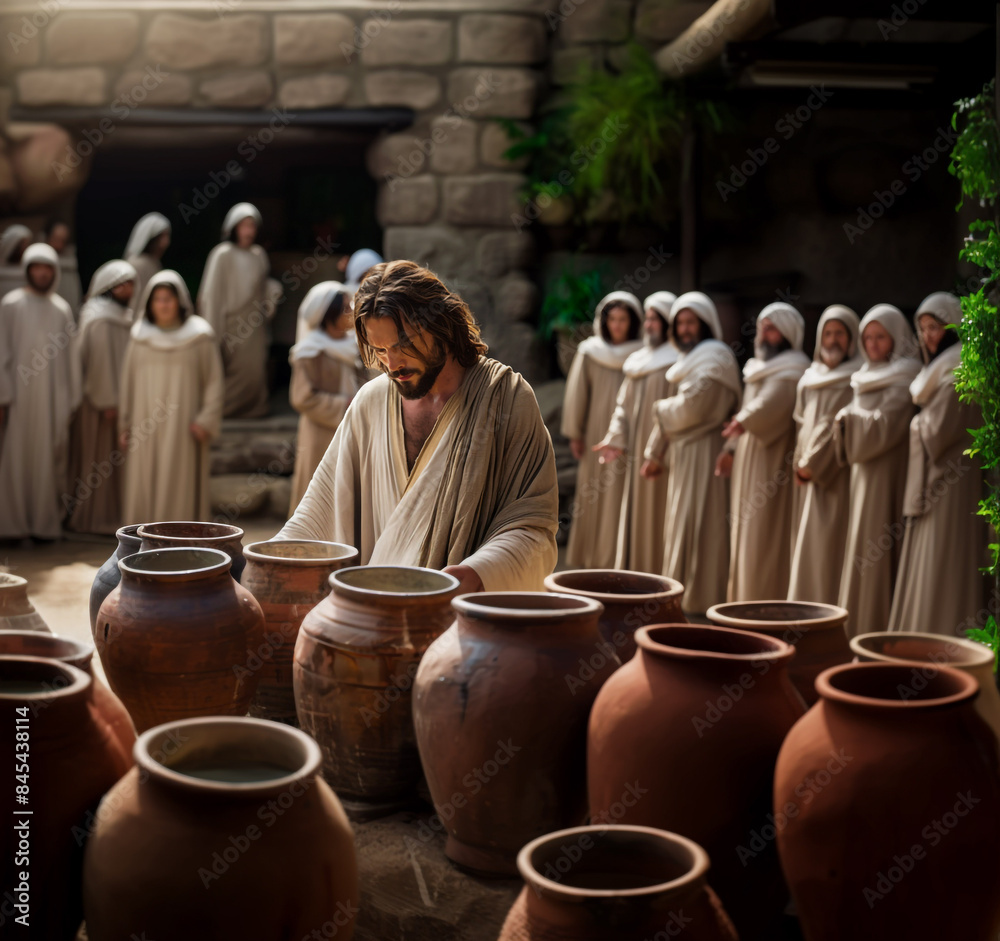 Jesus Christ at the wedding in Canna of Galilee. Bible times. Photos ...