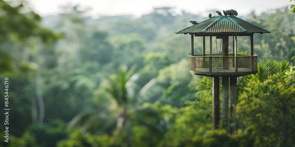 lantern in the garden, Wildlife Observation Tower Scenic blurred ...