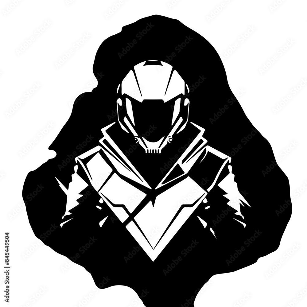 Futuristic RPG game class logo featuring a pilot theme on a black ...