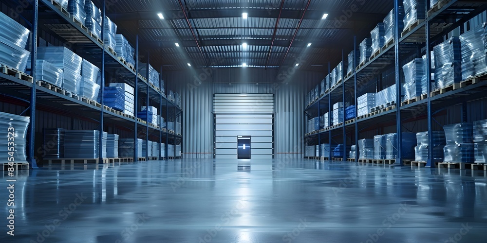 Interior view of cold storage warehouse with bulk storage for ...