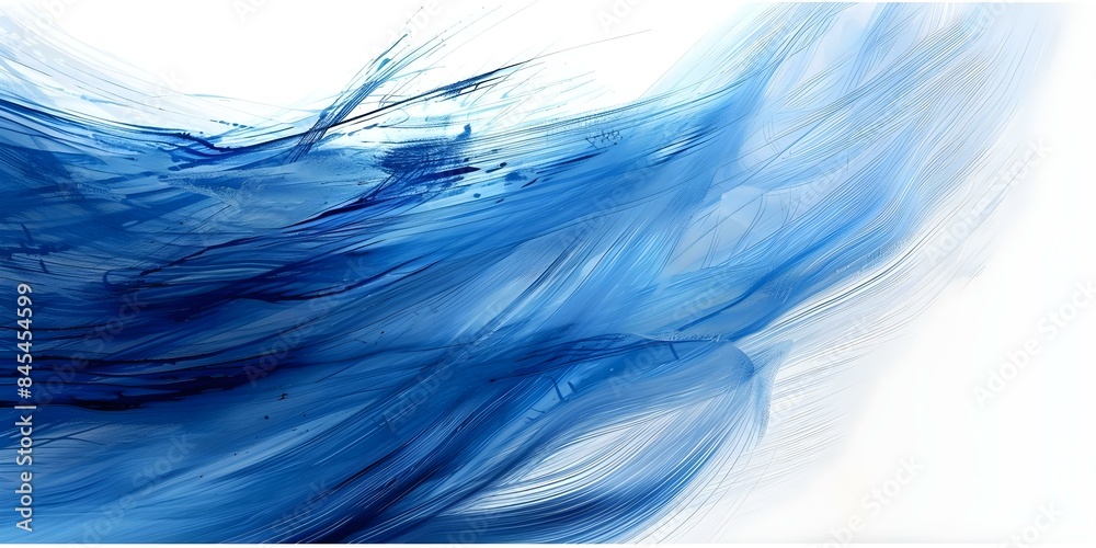 Blue Brushstroke Abstract Texture On White Background With Navy Accents
