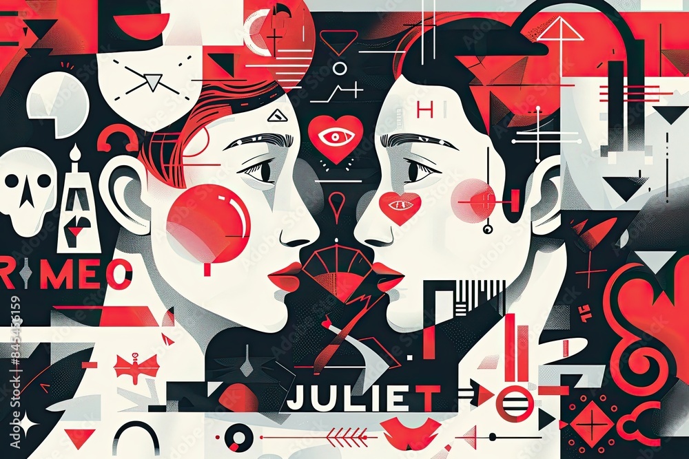 One continuous single drawn art line minimalism doodle. Romantic kiss ...