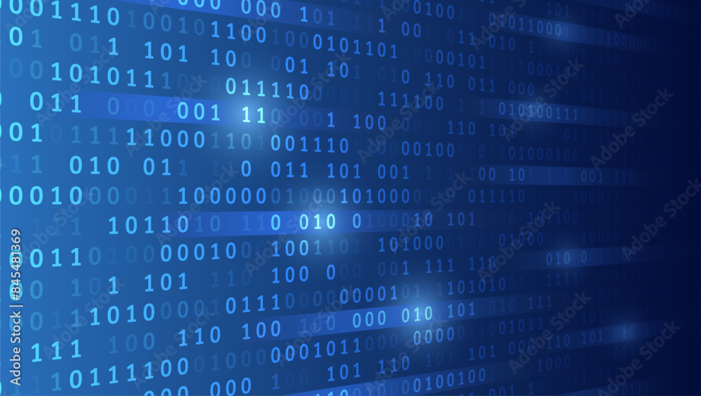 Analytics Sorting Structuring Information Transfer Blue Background With Data Flow Binary