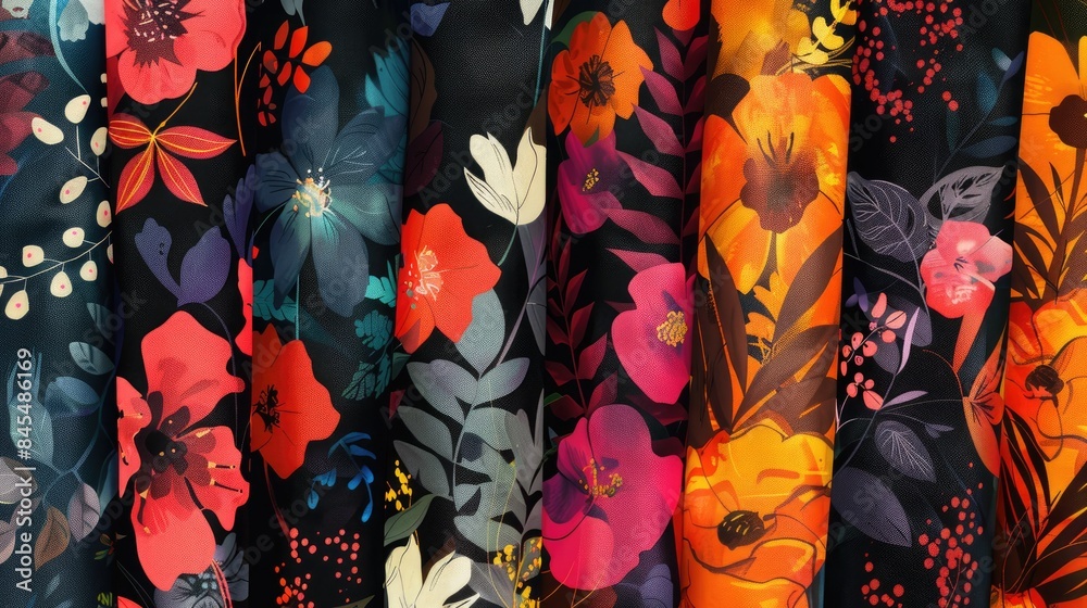 New semi bold floral designs with geometric details for textile digital ...