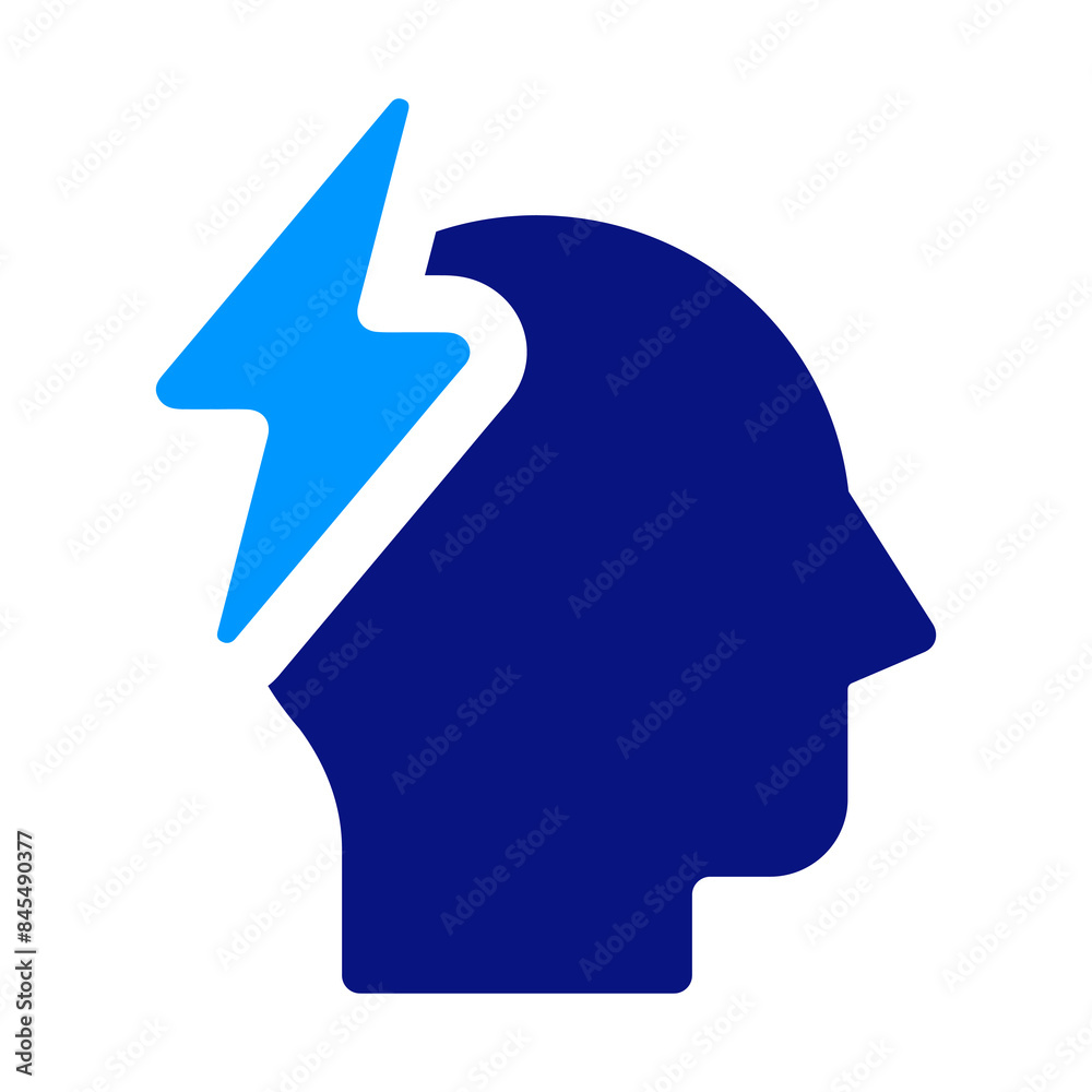 Head with lightning bolt, mental health, cognitive disability ...