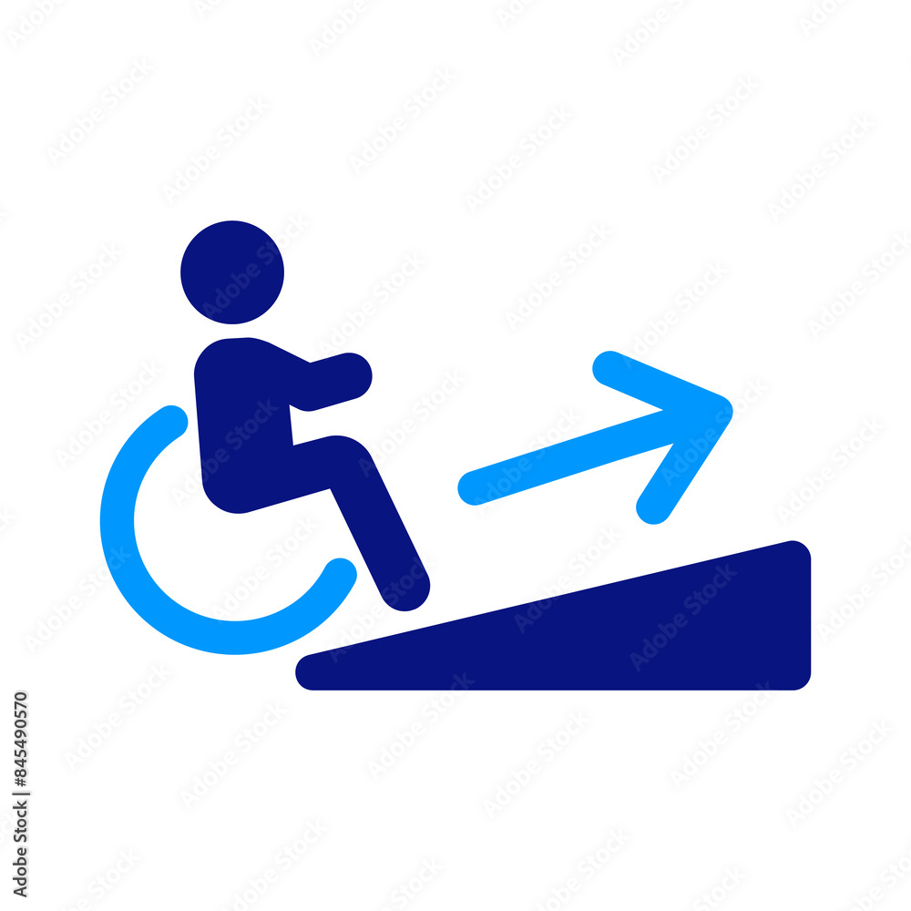 Wheelchair and ramp, accessibility, mobility aid, simple icon, white ...