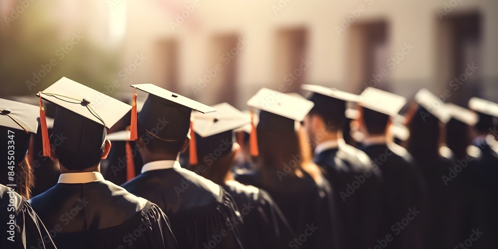 College graduates celebrating at graduation ceremony. Concept ...