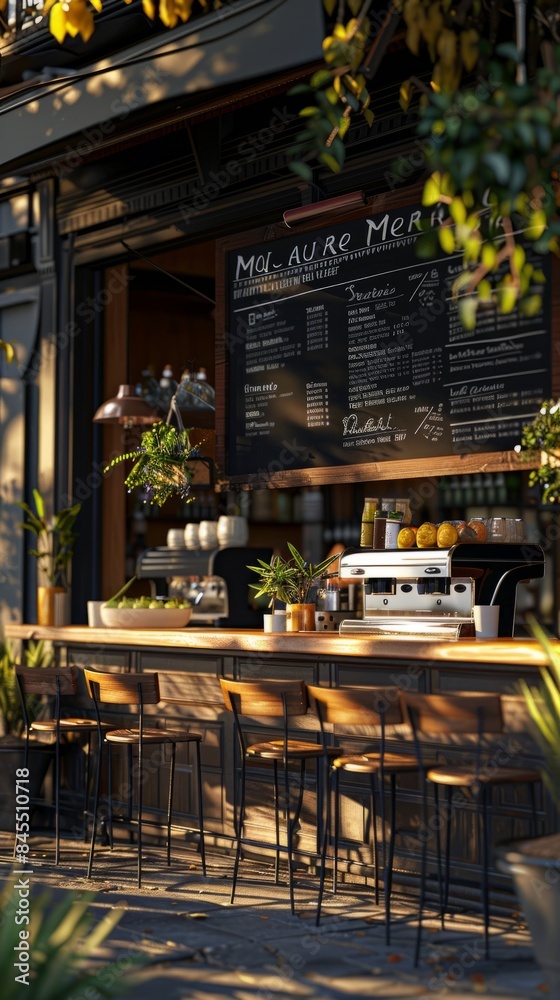 Outdoor cafe menu board mockup with editable menu items and seasonal ...