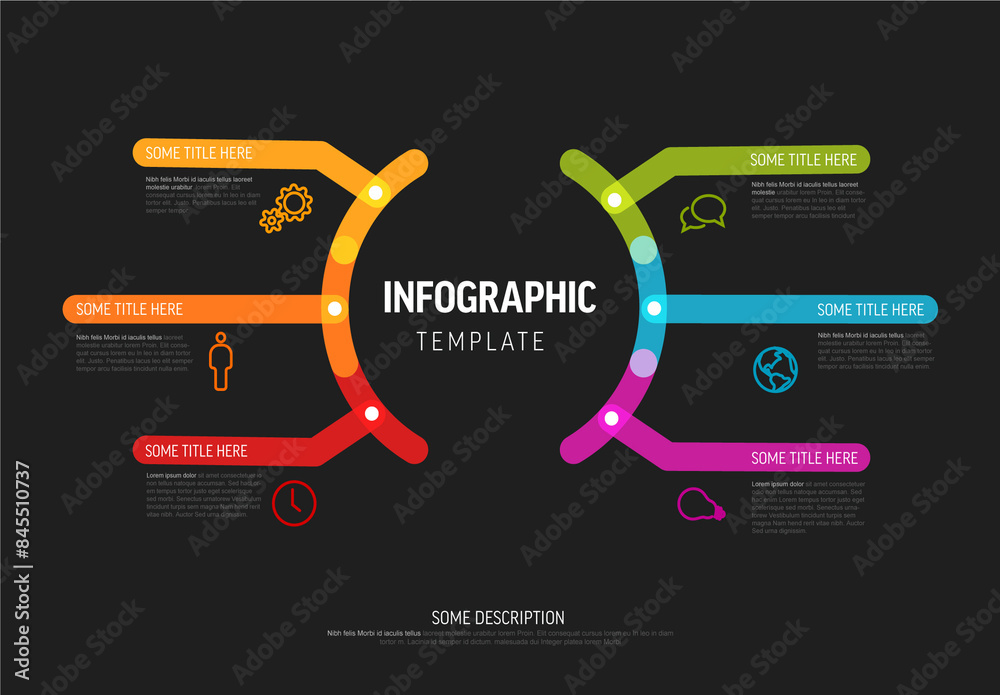 Multipurpose dark horizontal infographic layout template with big ...