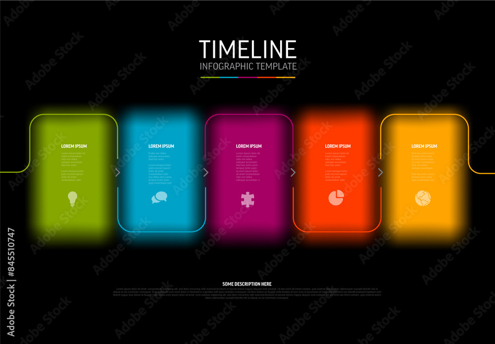 Simple rainbow color infographic template with six items with icons and ...