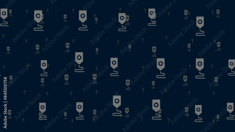 3D printer symbols float horizontally from left to right. Parallax fly effect. Floating symbols ...