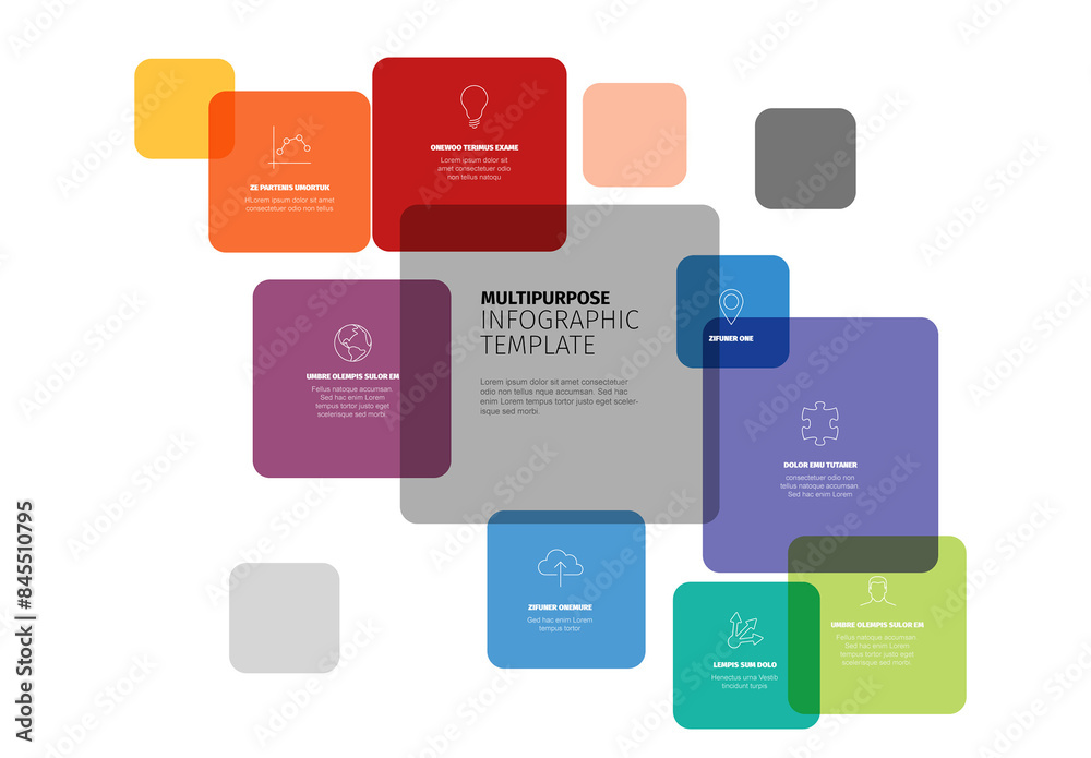 Multipurpose Content squares infographic templates with some content ...