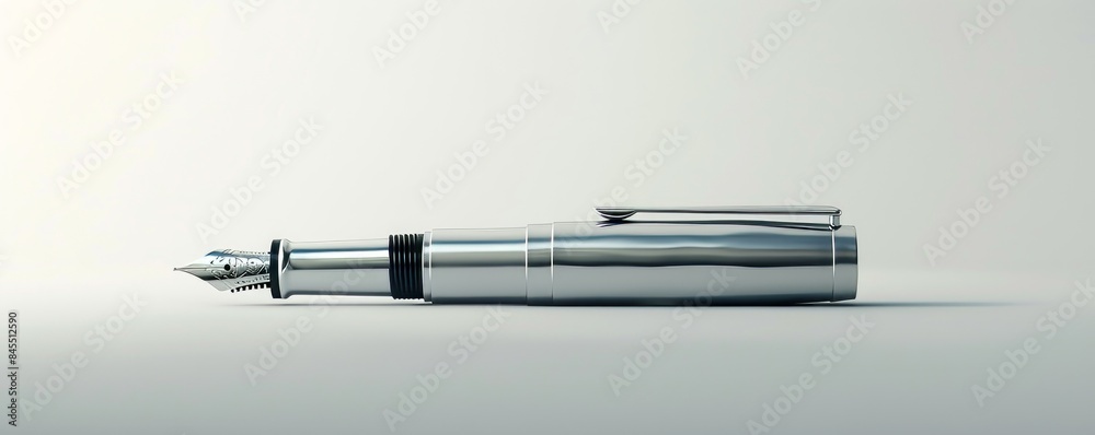 Isolated silver fountain pen on white background mockup, 4K ...