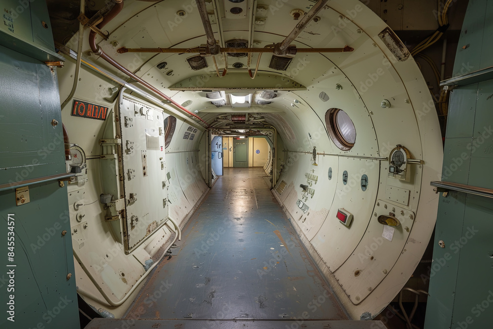 Interior of an underground bunker or anti-nuclear defense facility ...