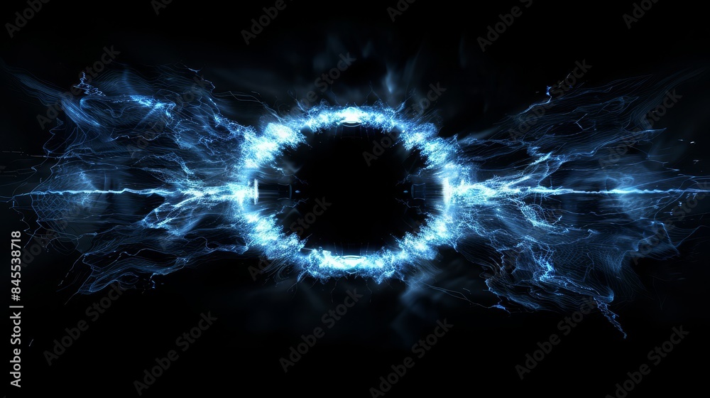 Powerful shockwave of energy with a burst and explosion of glowing ...