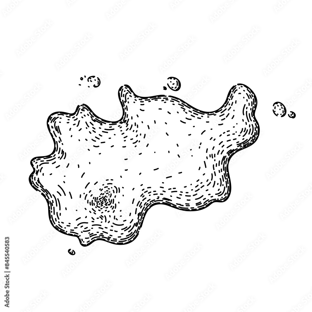 drop water puddle hand drawn. spill isolated, rain wet, splatter pool ...