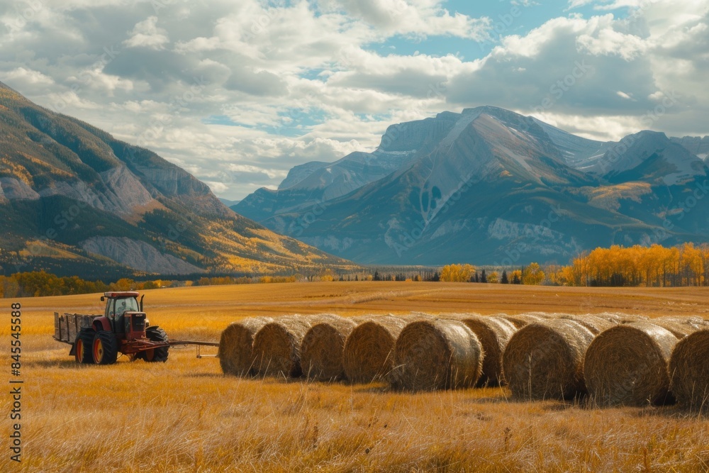 Witness the mesmerizing sight of a tractor pulling a wagon overflowing ...