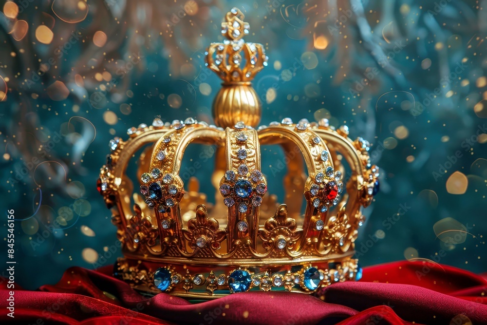Ornate Golden Crown, Intricate design with jewels, Regal and Majestic ...