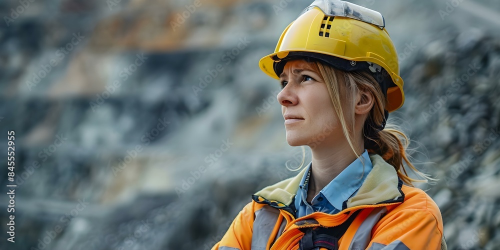 Geological Engineer Ensuring Safety Compliance at Mining Site. Concept ...