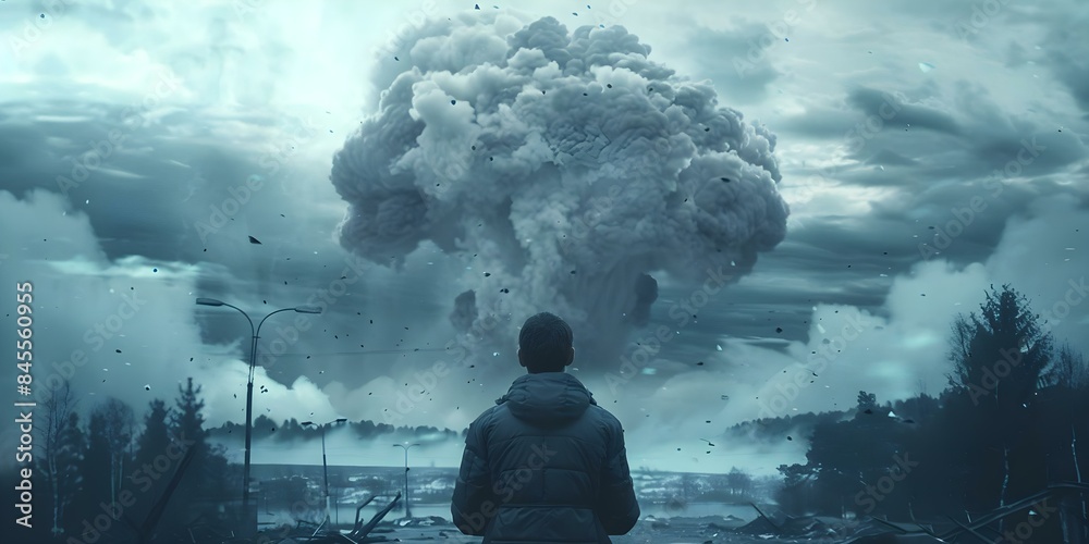Witnessing the calm response of a man to a nuclear bomb mushroom cloud ...