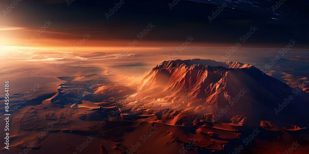 Exploring the Martian landscape Stock photo of Olympus Mons volcano ...