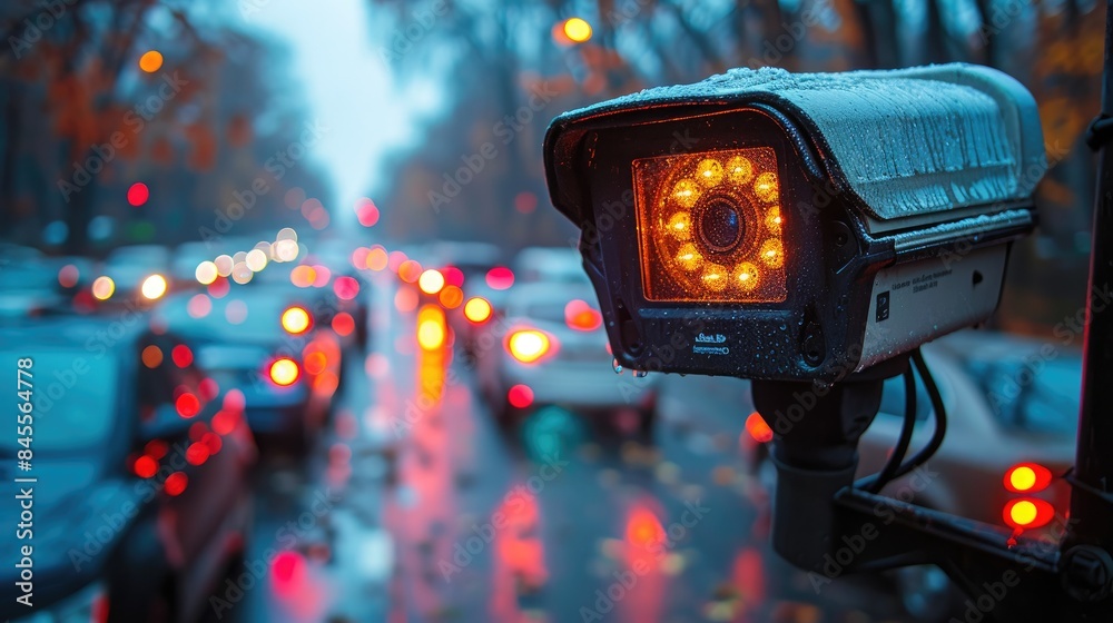 Ensuring Road Safety: Speed Camera Surveillance Stock Photo | Adobe Stock