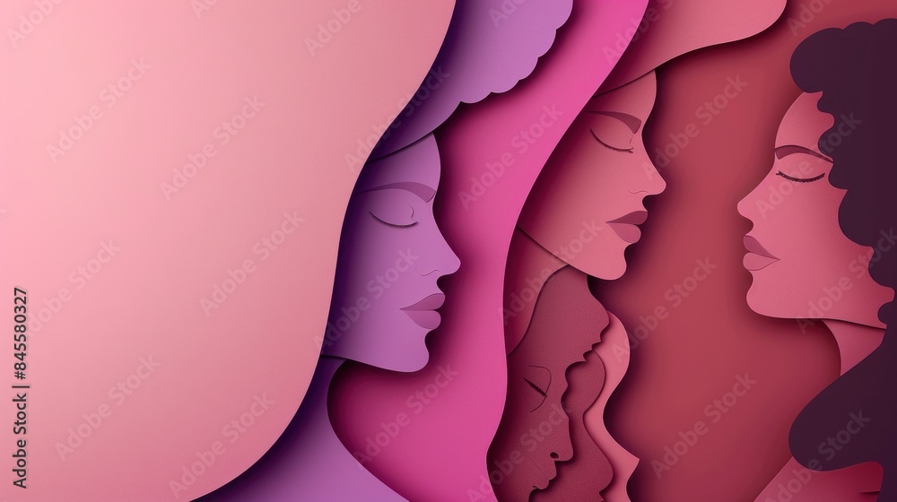 ภาพประกอบสต็อก Paper cut illustration. Symbols of international women's ...