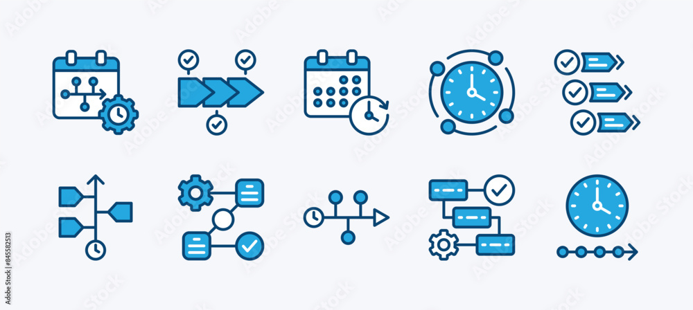 Set of timeline icon. Containing guideline, workflow, information ...