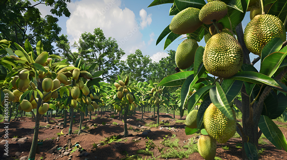 planting jackfruit trees to gain food very realistic detailed texture ...