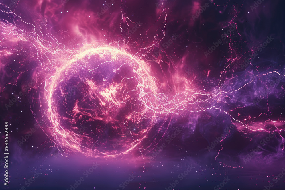 Spherical electrical phenomena with glowing orbs of electricity ...