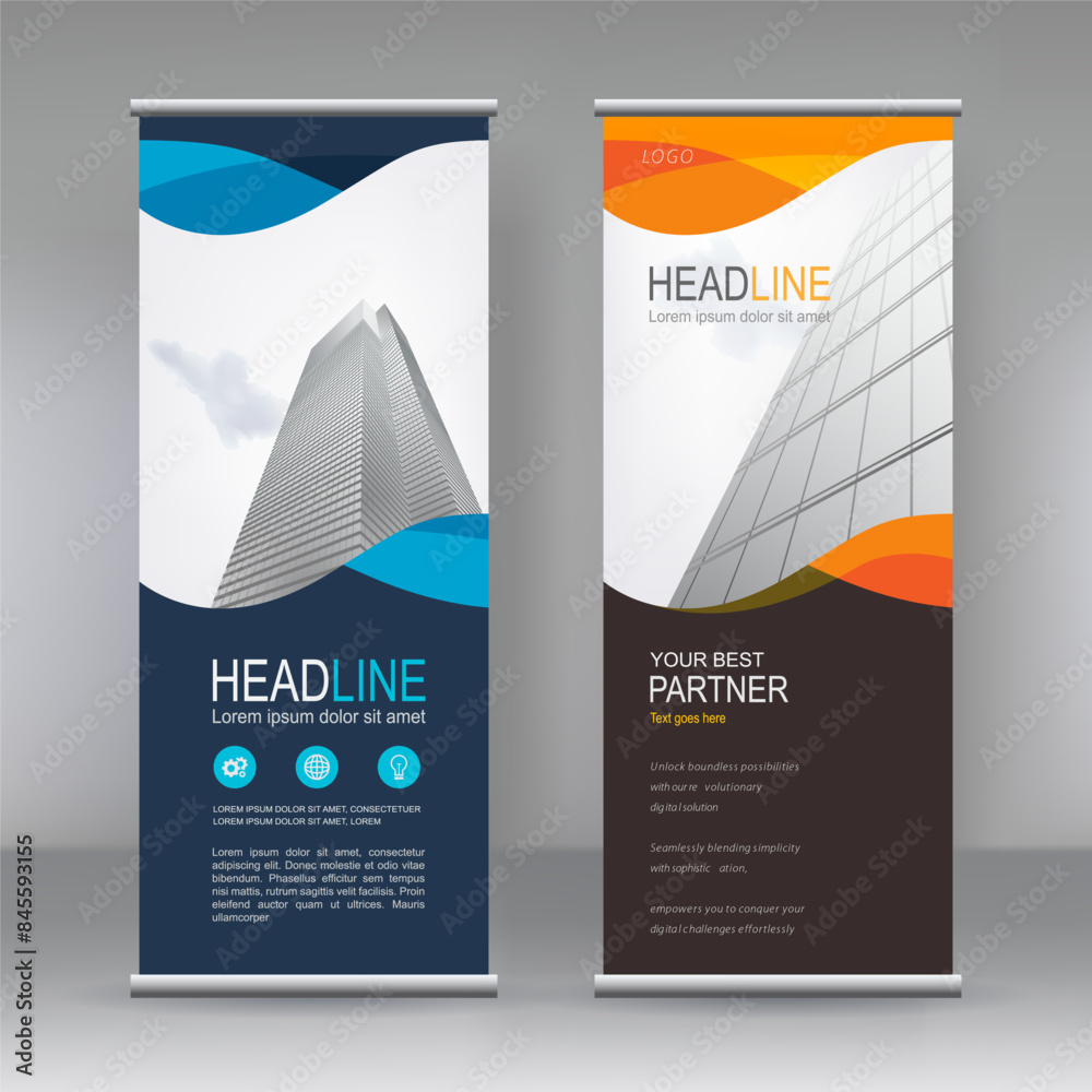 Vertical banner stand template design, modern x-banner design template ...