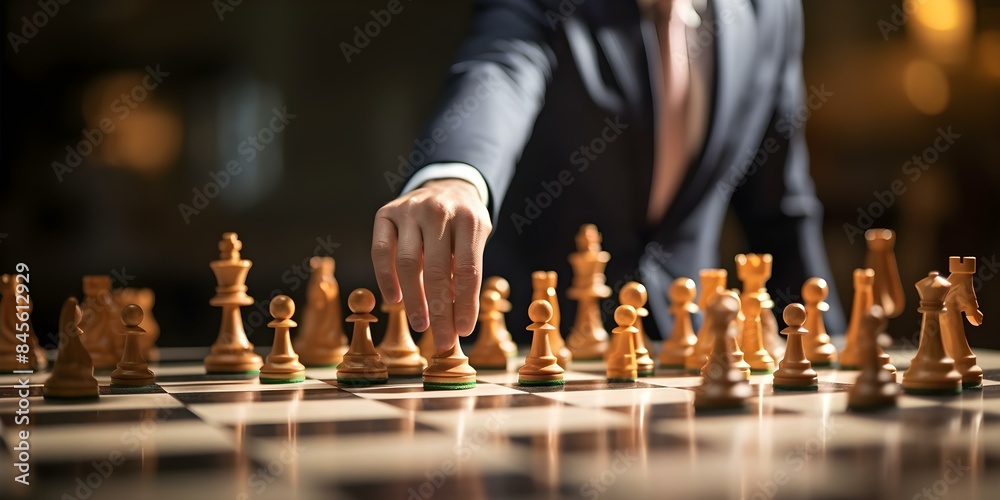 Businessman using chess board to illustrate client success stories and ...