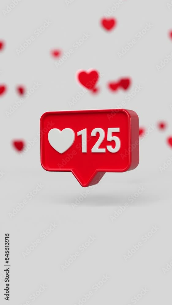Social media like icon with likes counter increasing displayed on a ...