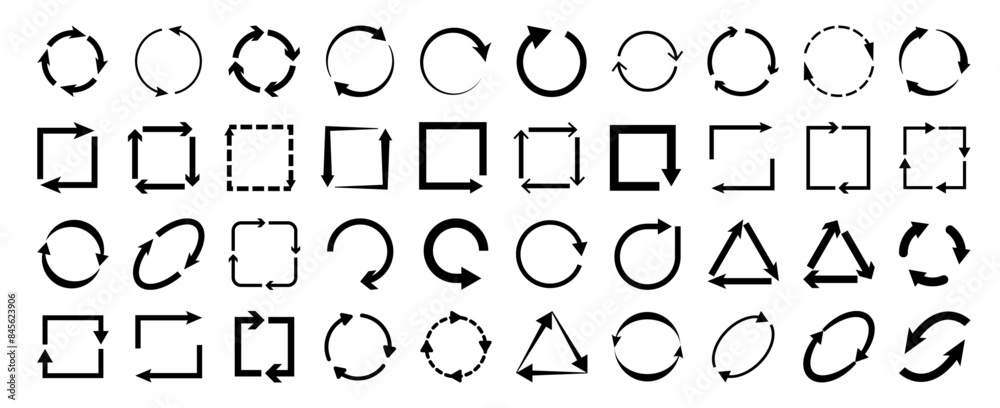Cyclic rotation, recycling recurrence or renewal. Vector isolated set ...