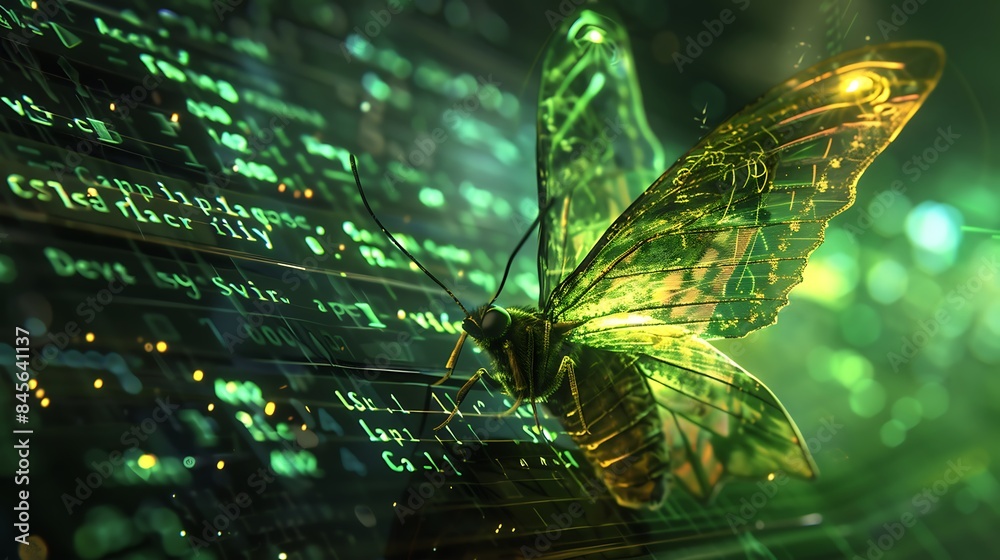 A digital moth attracted to a glowing computer screen, representing ...