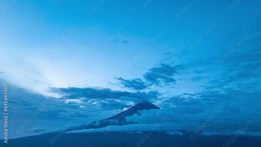 Amazing aerial hyper lapse view White clouds move in, obscuring the ...