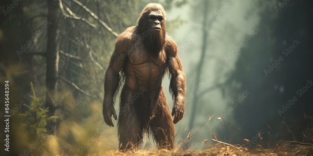 Bigfoot, the Legendary Mysterious Creature Known as Sasquatch. Concept Bigfoot Sightings ...
