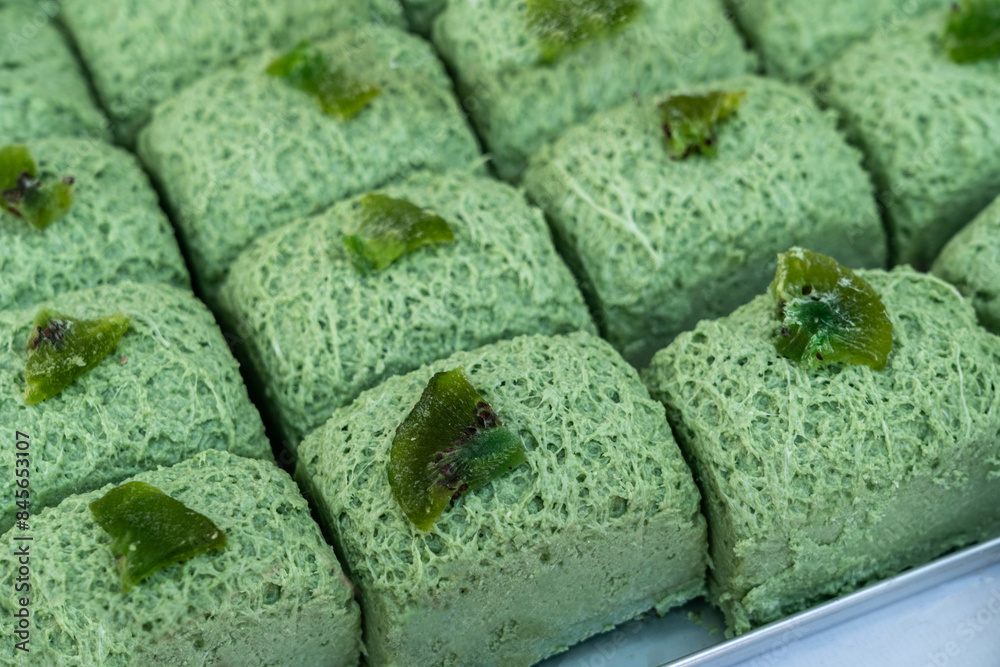 Kiwi halva squares, green halawa also known as halawa, alva, haleweh ...