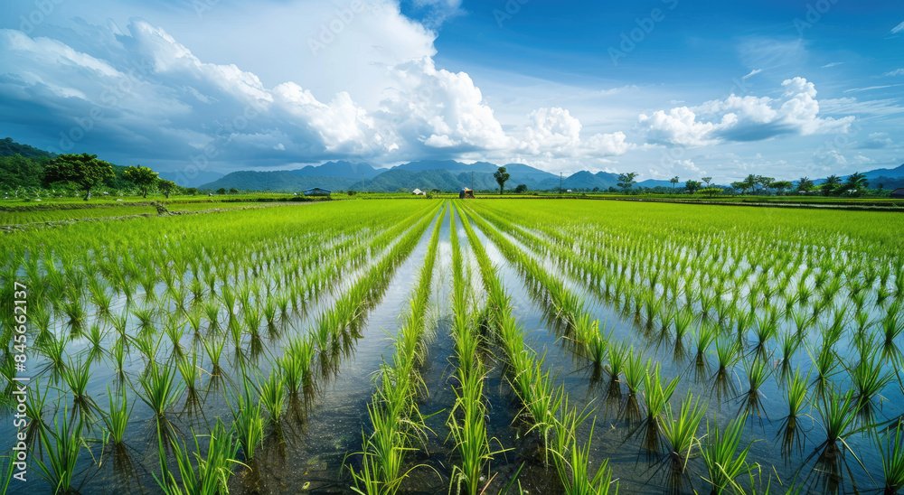water being harvesting from an artificial dam in the rice fields, which ...