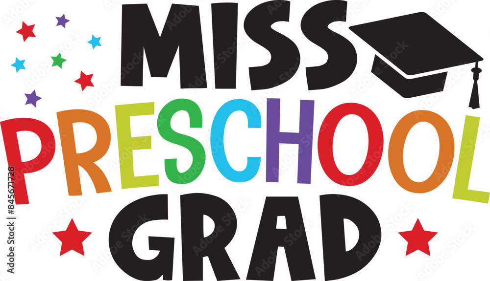 Graduation miss preschool grad typography clip art design on plain ...