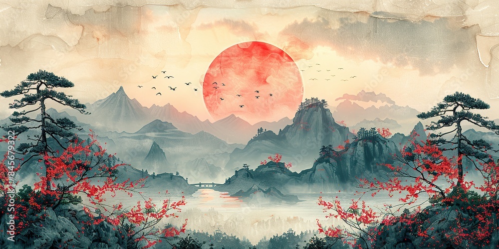 background modern of a japanese flag with japanese symbols traditional ...